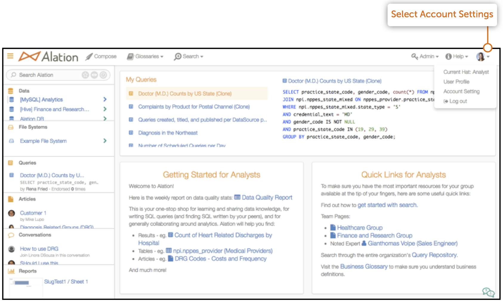 Switching And Removing Data Source Accounts — Alation User Guide