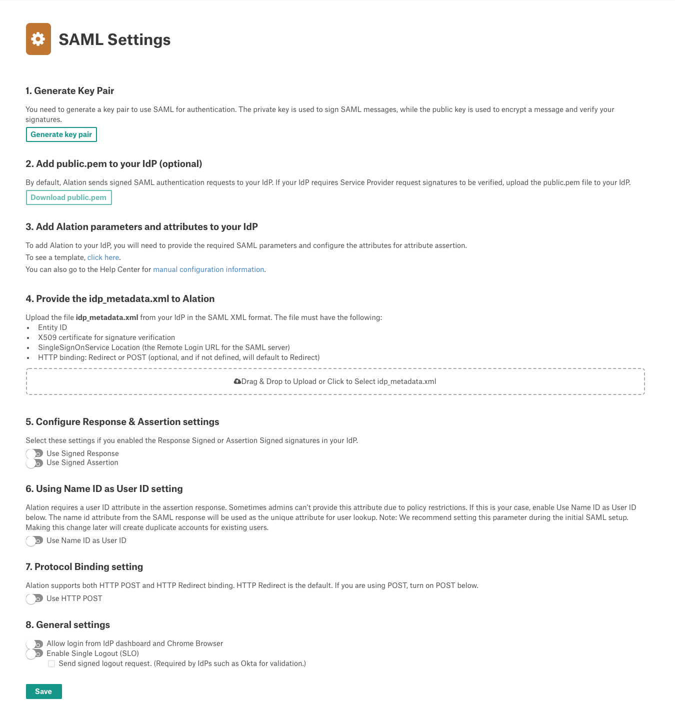 Configure Authentication With Saml From Admin Settings — Alation User Guide