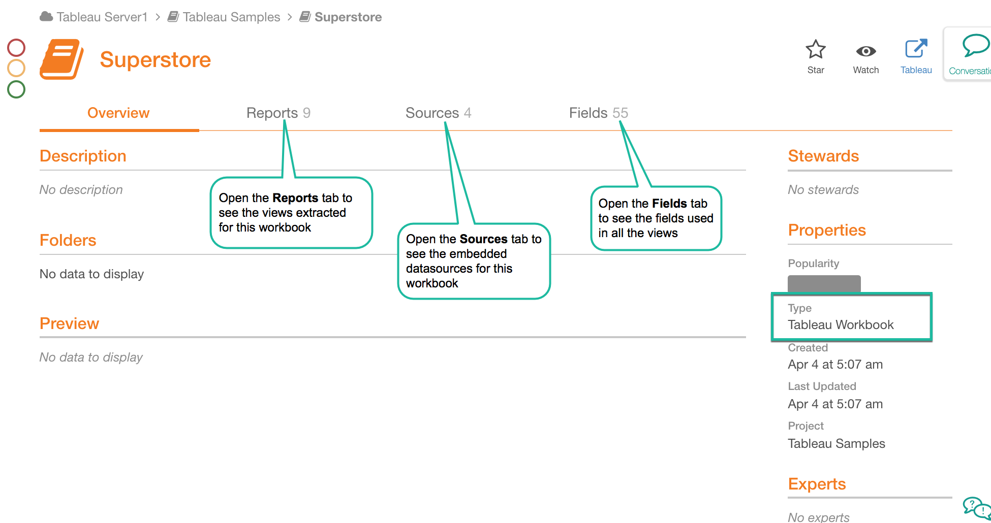 Overview Of Catalog Pages For Tableau Sources On The Generic Bi Model — Alation User Guide