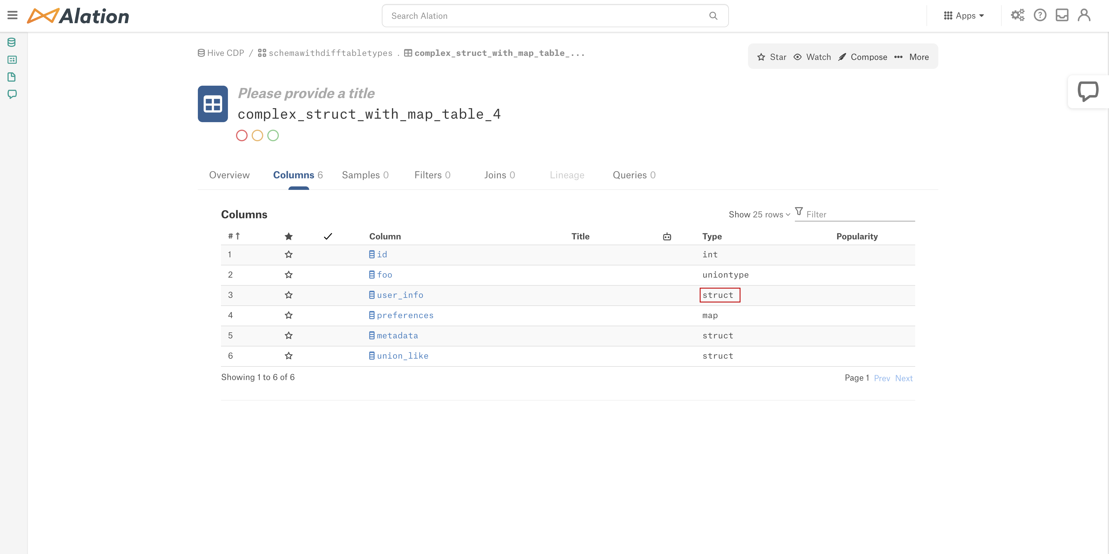 Struct Data Type — Alation User Guide